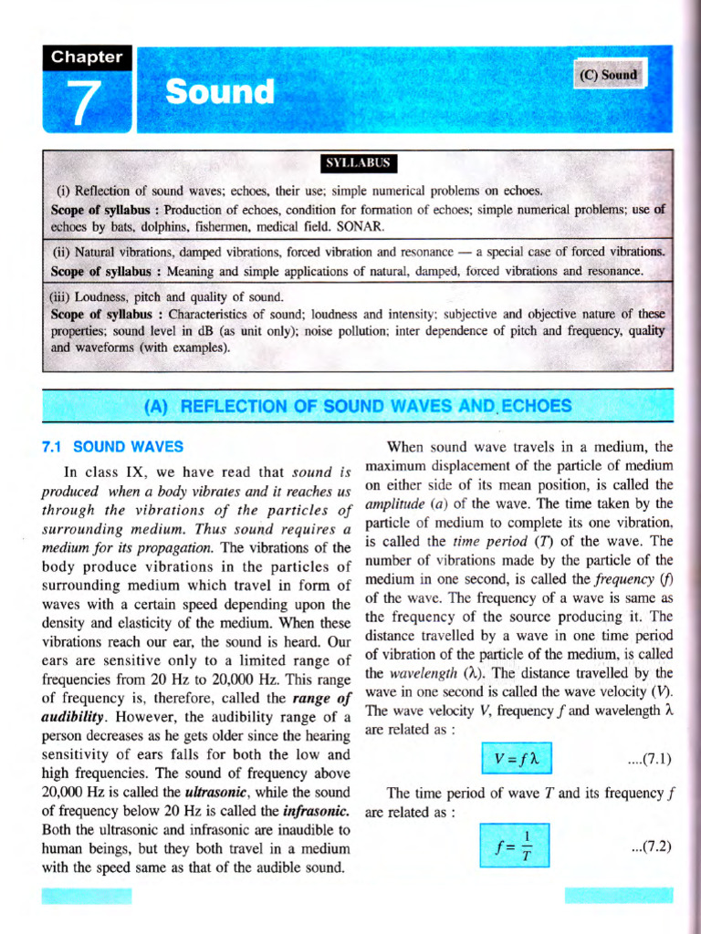 Selina Class 10 Physics Chapter 7 Sound | PDF