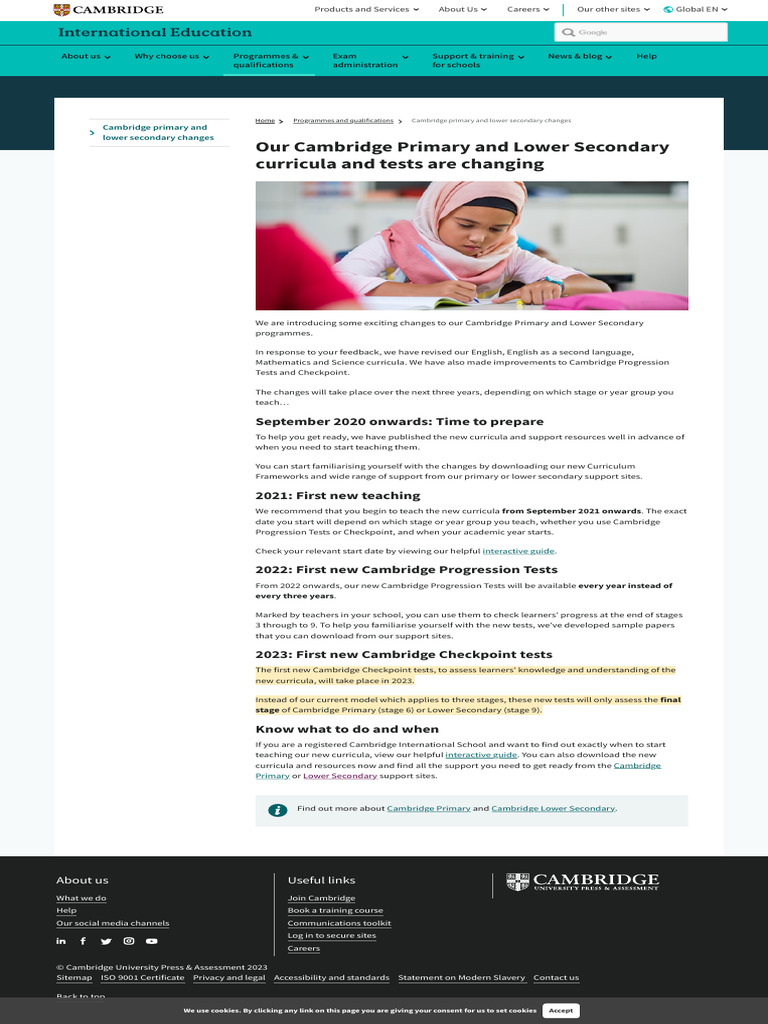 Cambridge Primary & Lower Secondary Updates | PDF | Curriculum | Learning