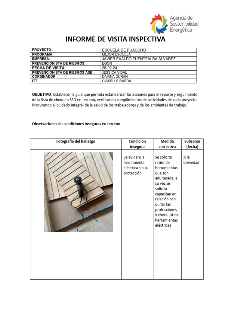 Informe de Visita Inspectiva | PDF