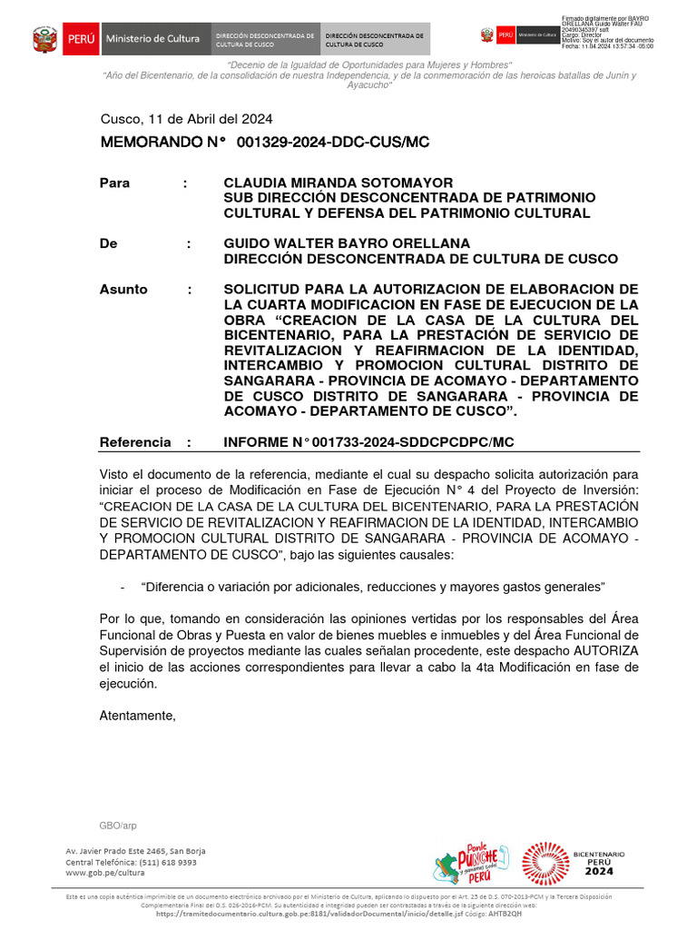 Memorando 001329 2024 DDC Cus | PDF