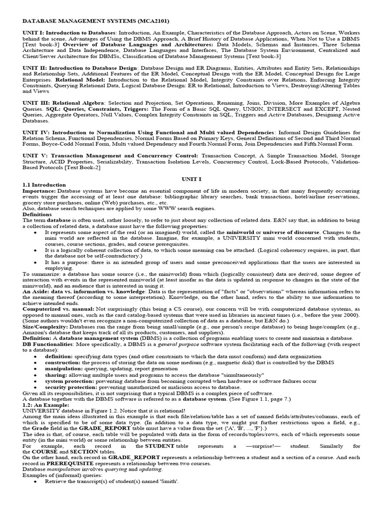 DATABASE MANAGEMENT SYSTEMS UNIT-WISE | PDF | Databases | Relational ... DATABASE MANAGEMENT SYSTEMS UNIT-WISE | PDF | Databases | Relational ...