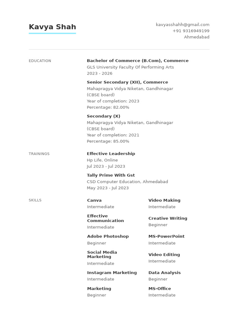 KavyaShah InternshalaResume | PDF