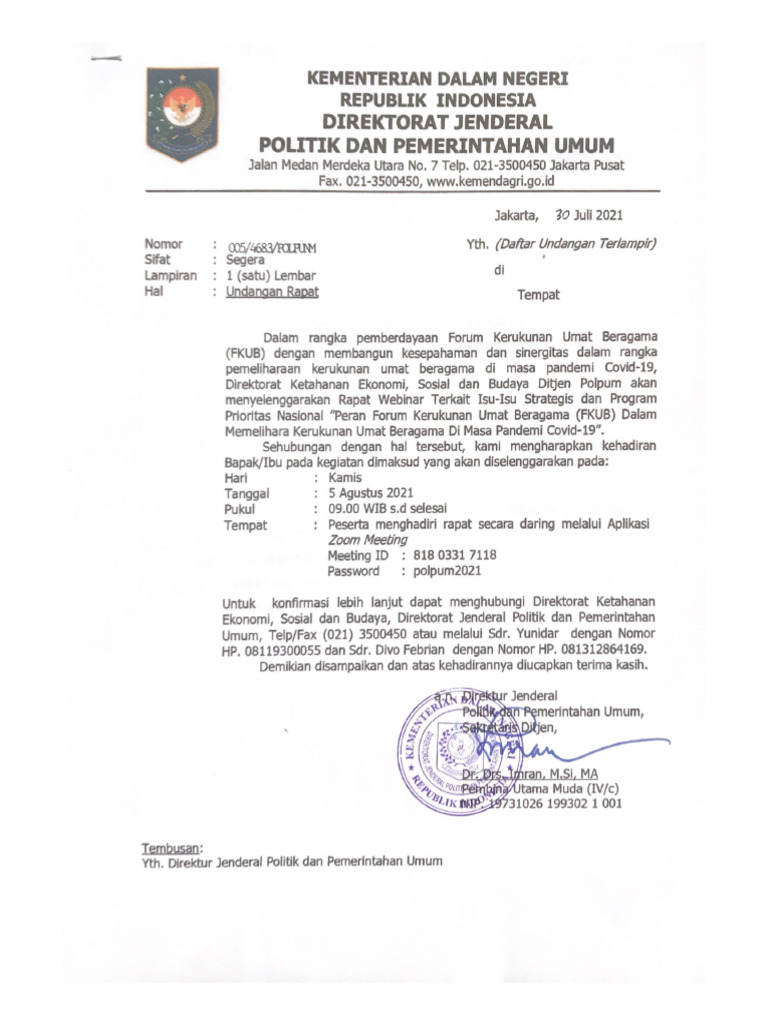 005 4683 POLPUM Undangan Rapat | PDF