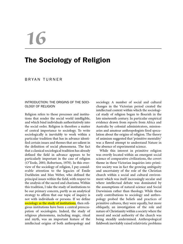 (The Sociology of Religion) The SAGE Handbook of Sociology (Craig ...