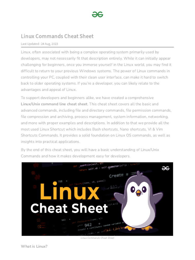 Linux Commands Cheat Sheet - Beginner To Advanced | PDF | Operating System | Computer File