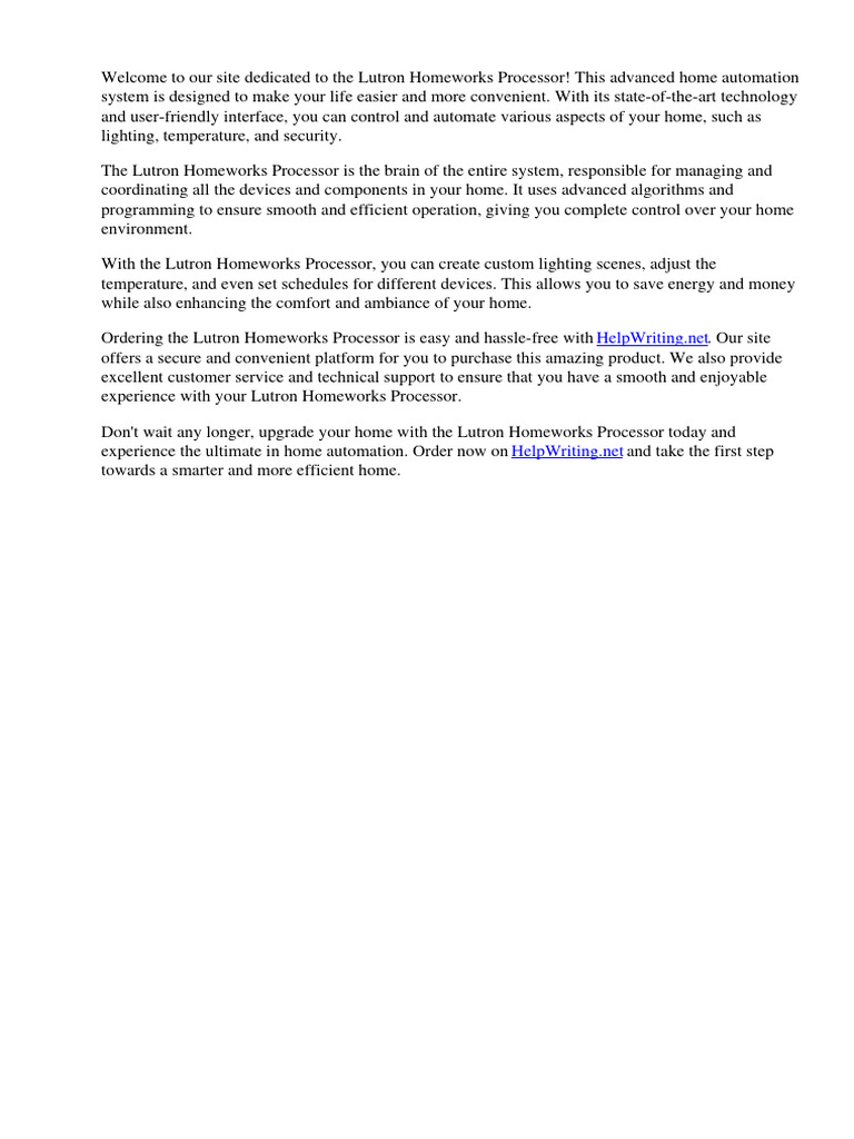 Lutron Homeworks Processor | PDF | Lighting