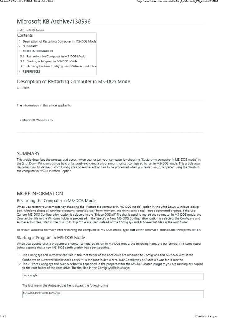 MS-DOS Mode and Dosstart.bat Guide | PDF | Software | Computing