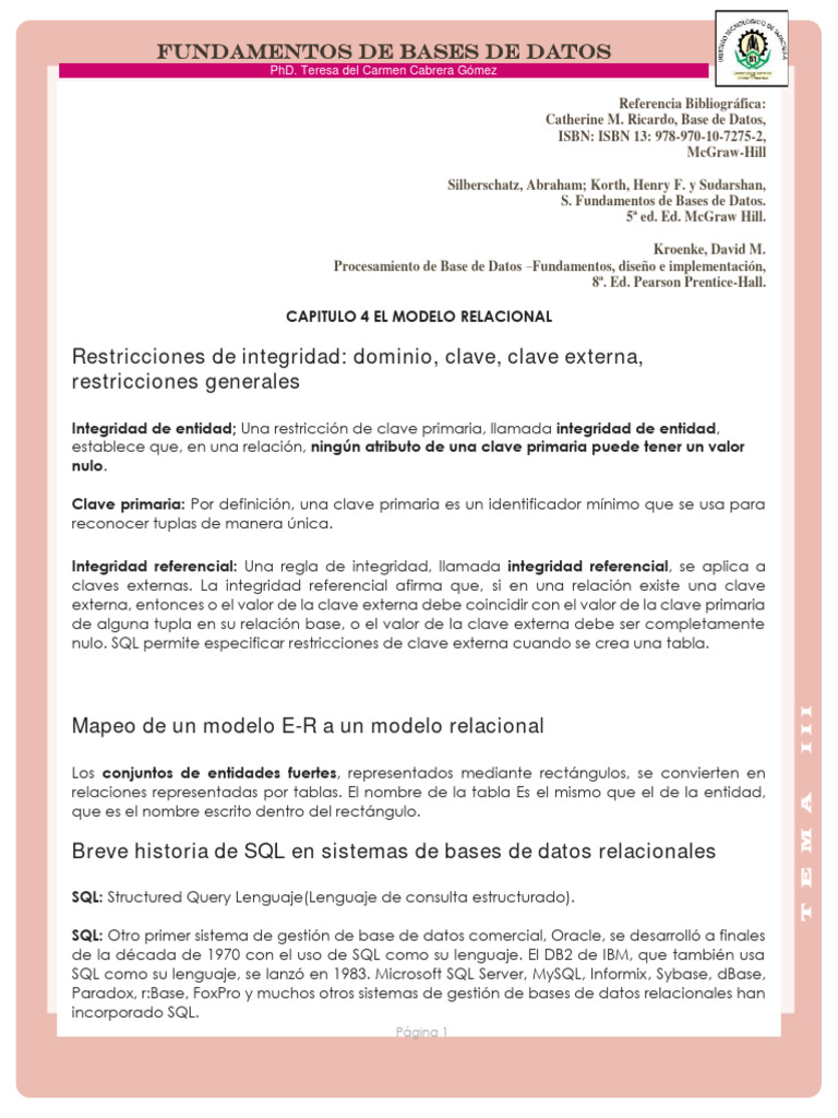 Tema3 Modelo-Relacional | PDF | SQL | Bases de datos
