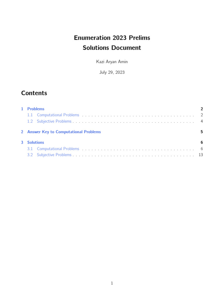 Enumeration 2023 Prelims Sol | PDF | Elementary Mathematics ...