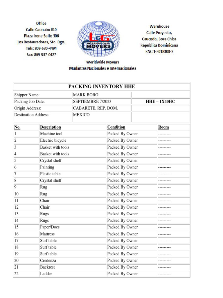 INVENTORY MARK BOBO | PDF | Bed | Chair