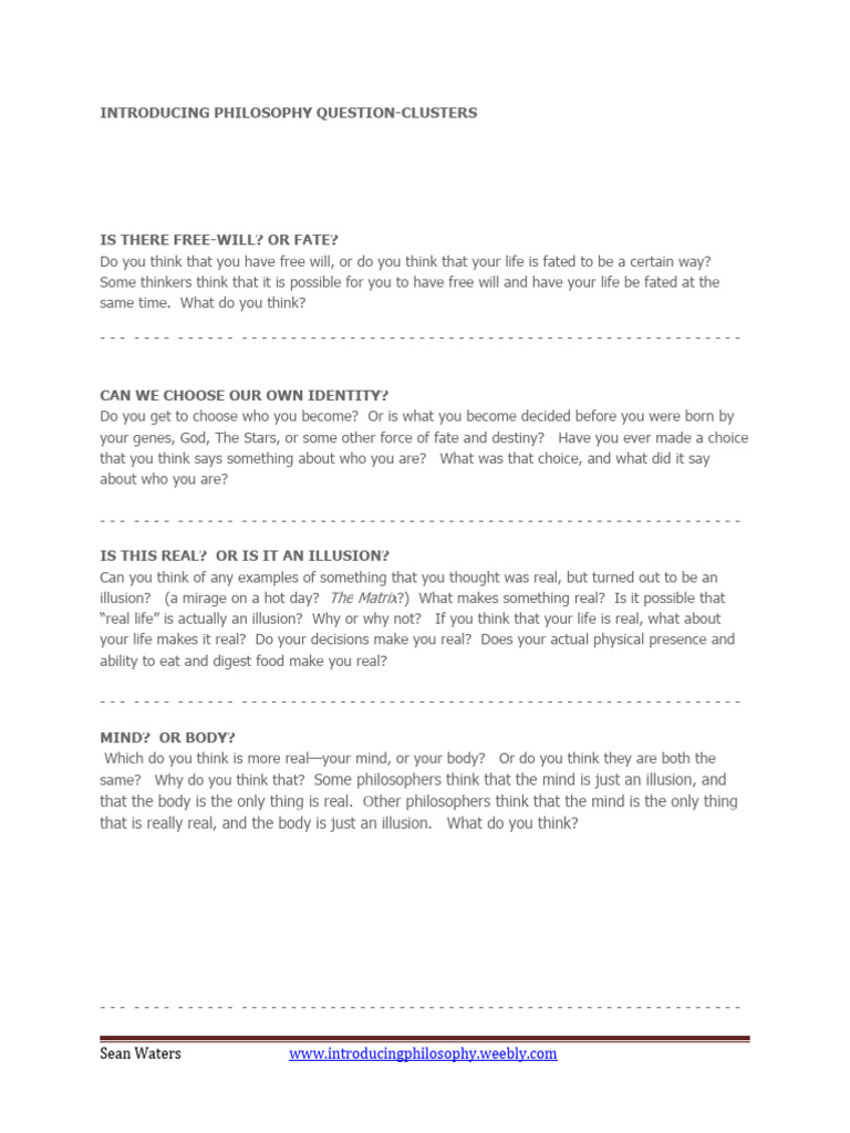 Introducing Philosophy Question Clusters | PDF | Free Will | Destiny