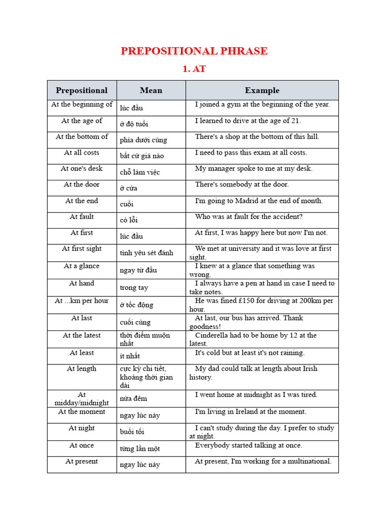 Prepositional Phrase | PDF