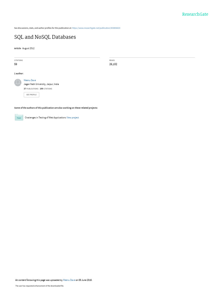 SQL and NoSQL Databases | PDF | No Sql | Databases