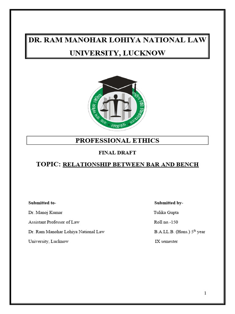 Professional Ethics Project | PDF | Advocate | Judge