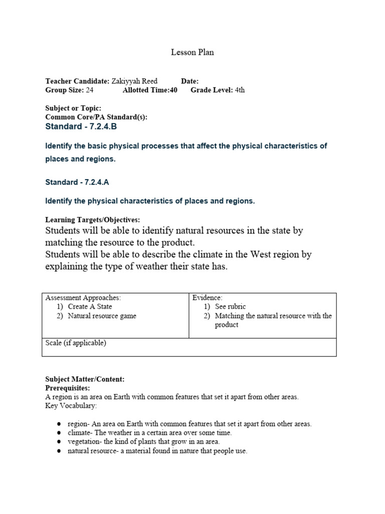 West Region Lesson Plan 2 | PDF | Rain | Precipitation