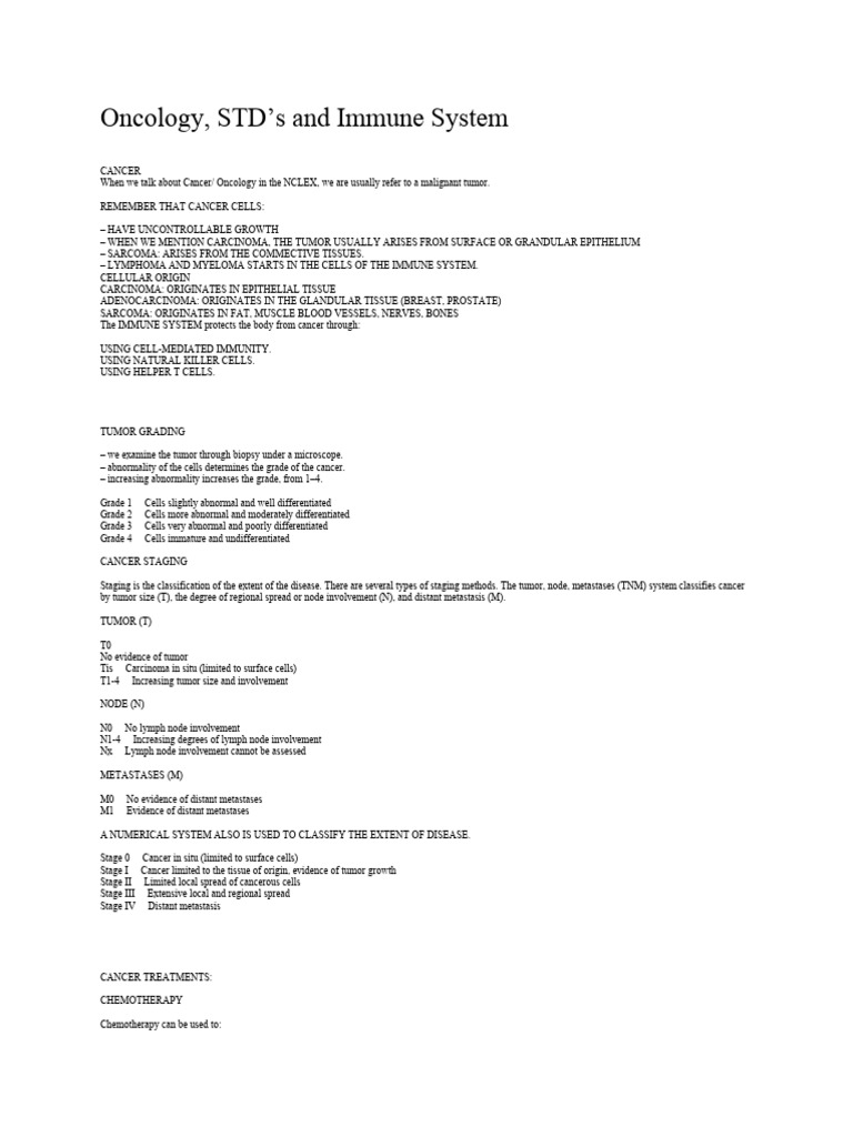 Oncology, STD’s and Immune System | PDF | Breast Cancer | Cancer