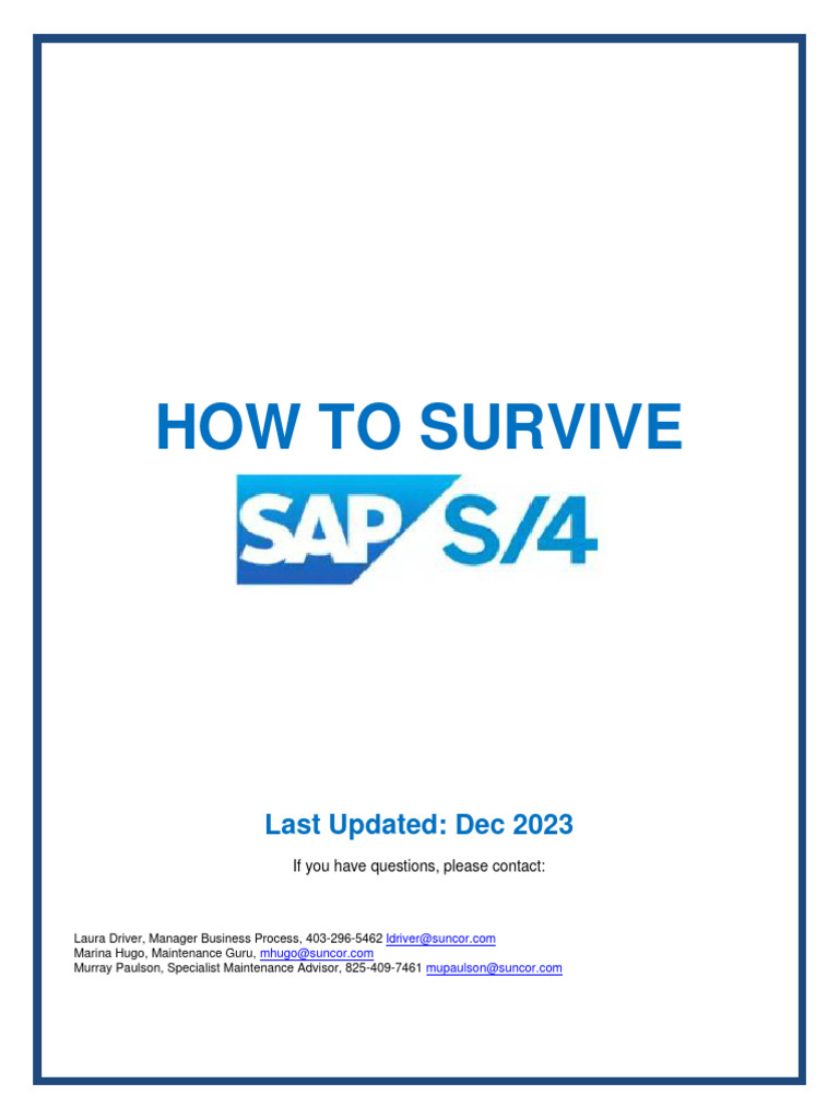 How To Survive Sap S4 2023-12-21 | PDF | Supply Chain Management ...