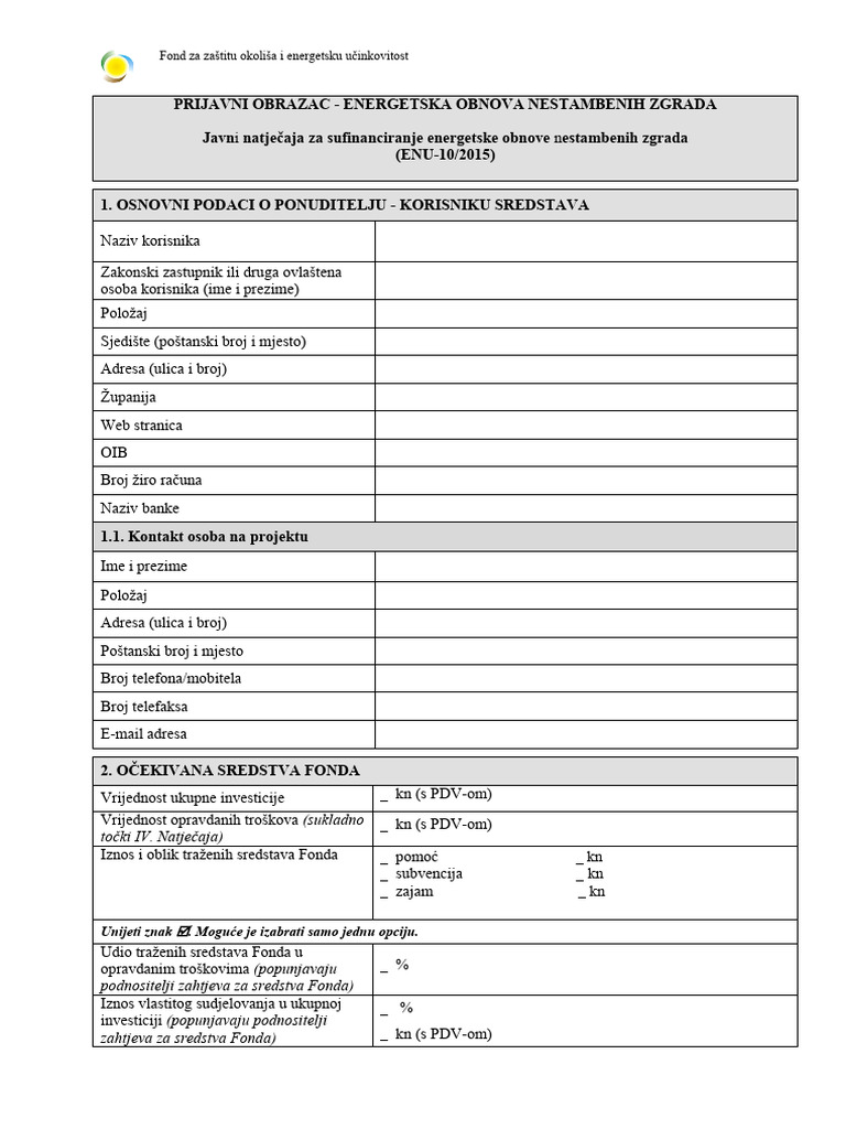 Prijavni Obrazac Enu 102015 v1 | PDF