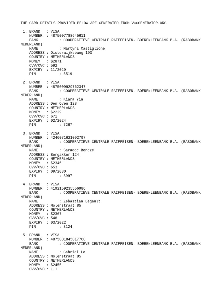 Generated Visa Card Details List | PDF | Credit Card | Finance & Money ...