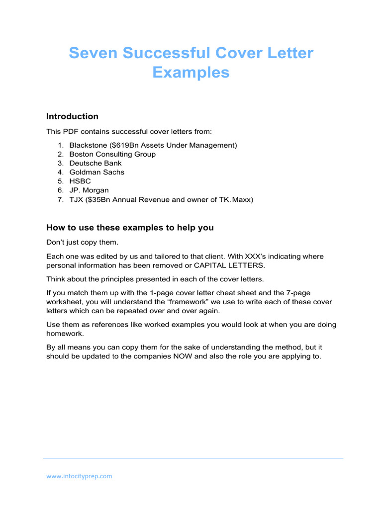 7 SUCCESSFUL Cover Letter Examples 01 | Download Free PDF | Marketing ...