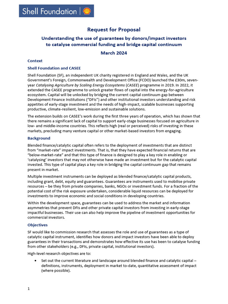 Shell Foundation RFP | PDF | Investing | Risk