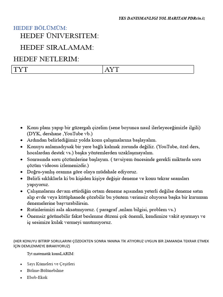 Hedef Bölümüm | PDF