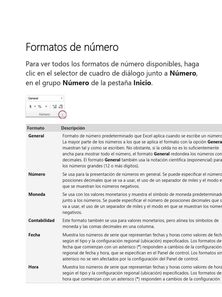 Formatos de número | PDF | Microsoft Excel | Decimal