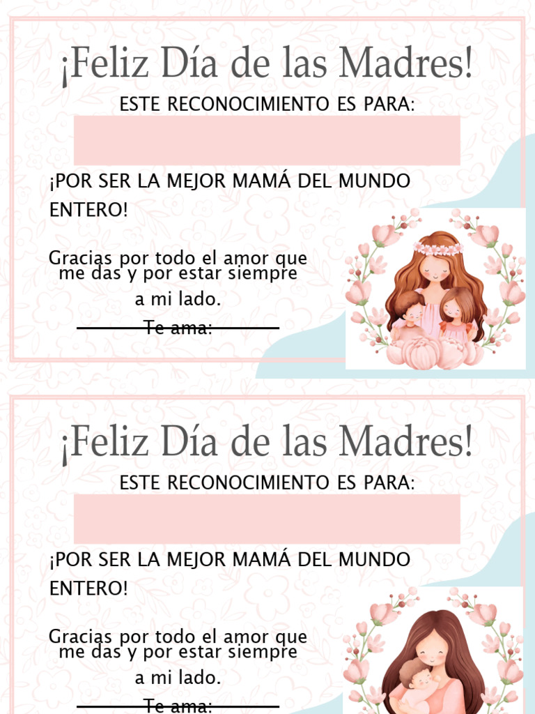 Diplomas para mamá. Día de las Madres | PDF