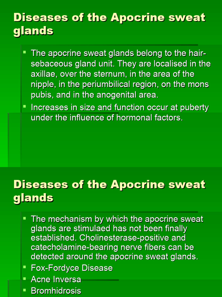 Diseases of The Apocrine Sweat Glands | PDF | Dermatology | Cutaneous ...