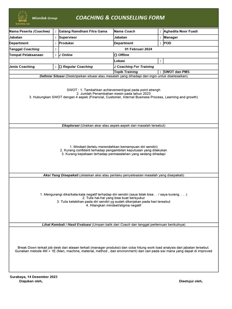 Form Coaching SWOT Dan PMS | PDF