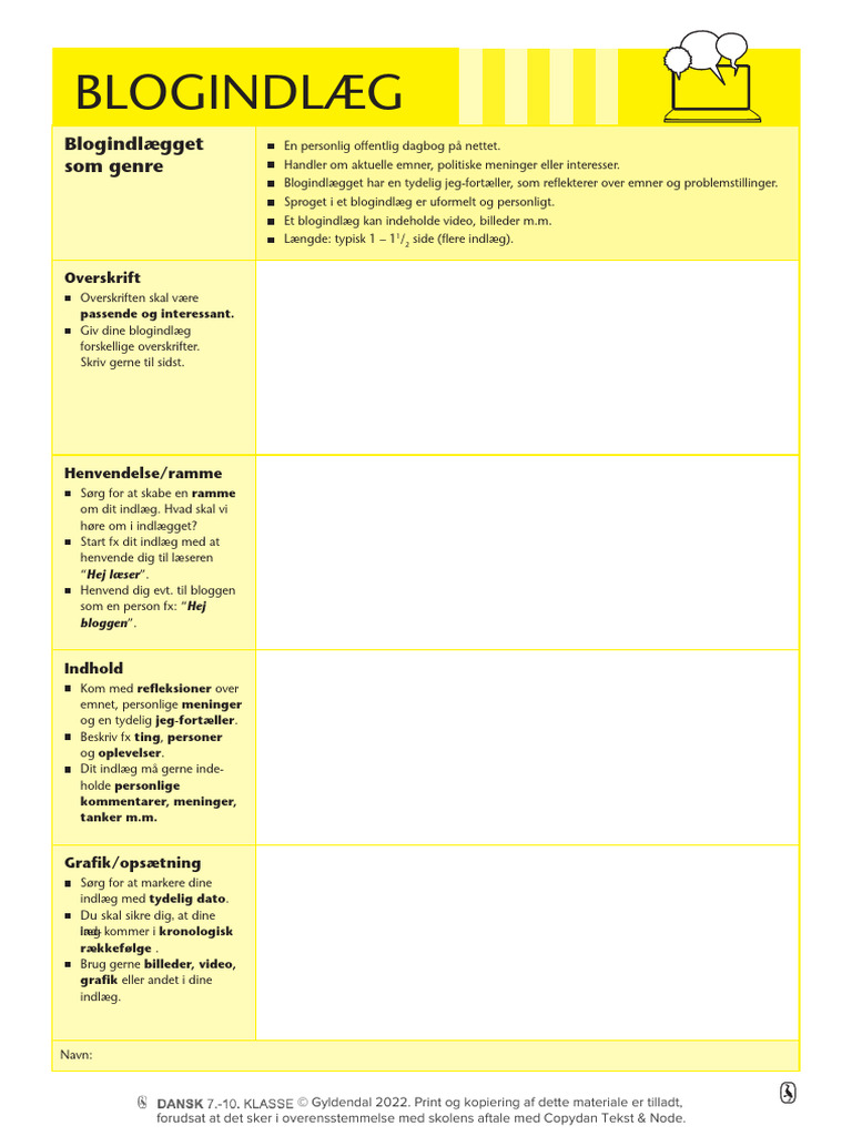 Blogindlæg - SkriveRammer | PDF