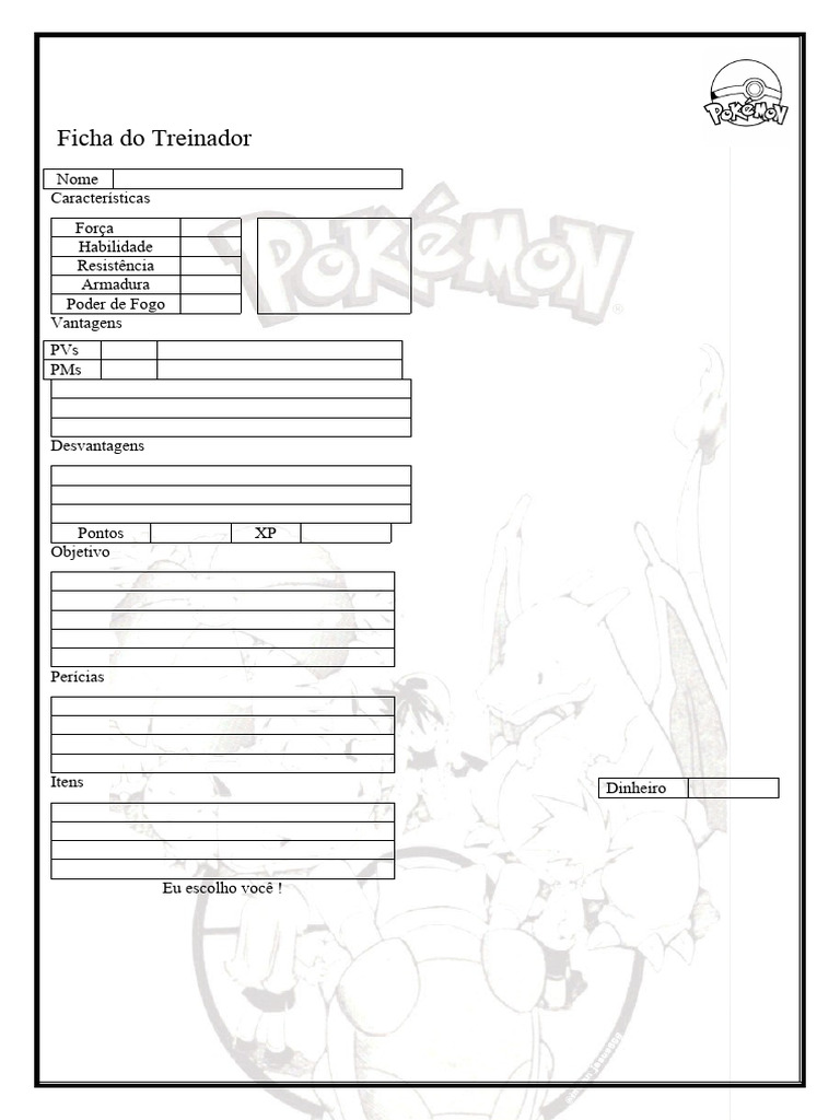 Ficha Treinador Pokemon 3D&T Alpha | PDF
