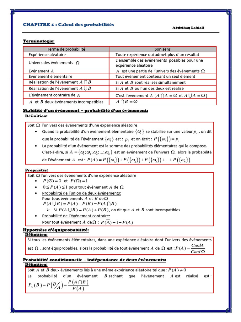 Probabilités et Événements Élémentaires | PDF | Probabilité | Théorie ...