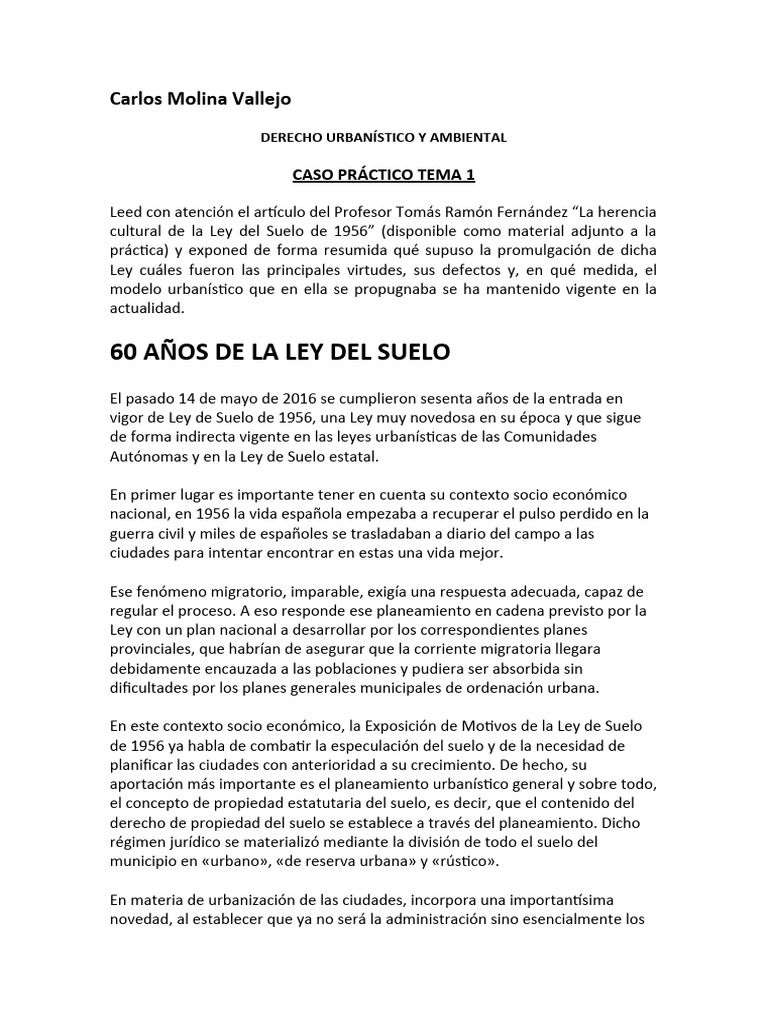 Caso Práctico Tema 1 Primera Parte | PDF | Planificación urbana