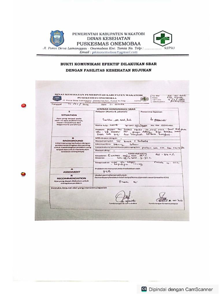 Bukti Komunikasi Efektif Di Lakukan SBAR | PDF