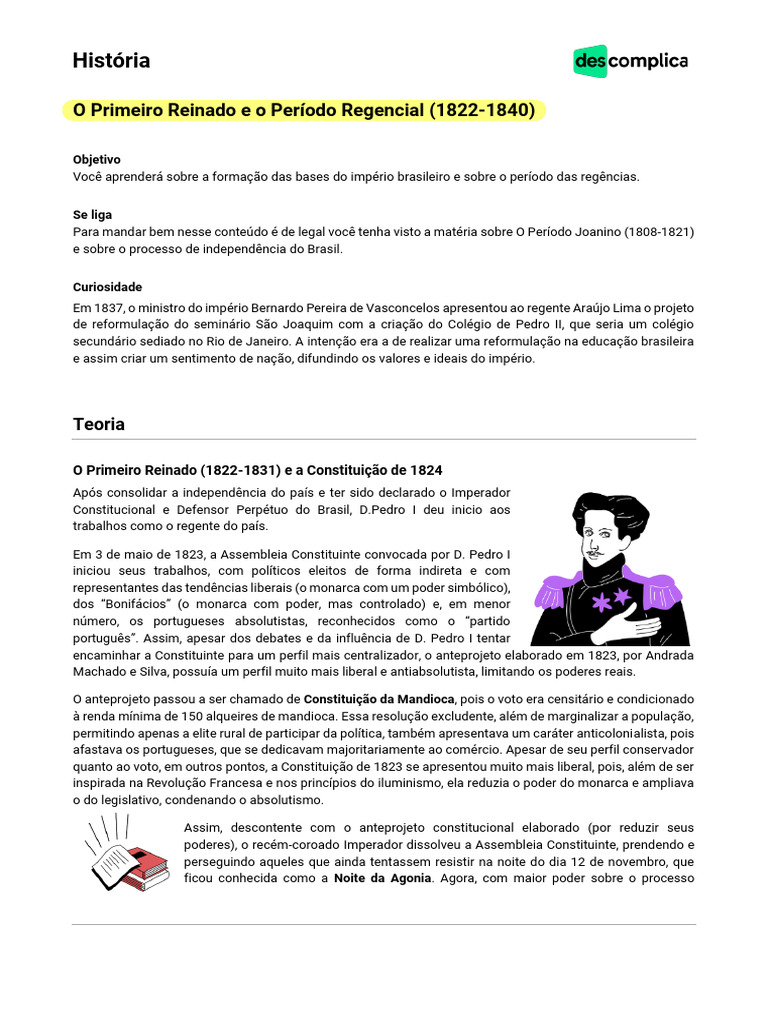 O Primeiro Reinado e o Período Regencial (1822-1840) | PDF | Brasil