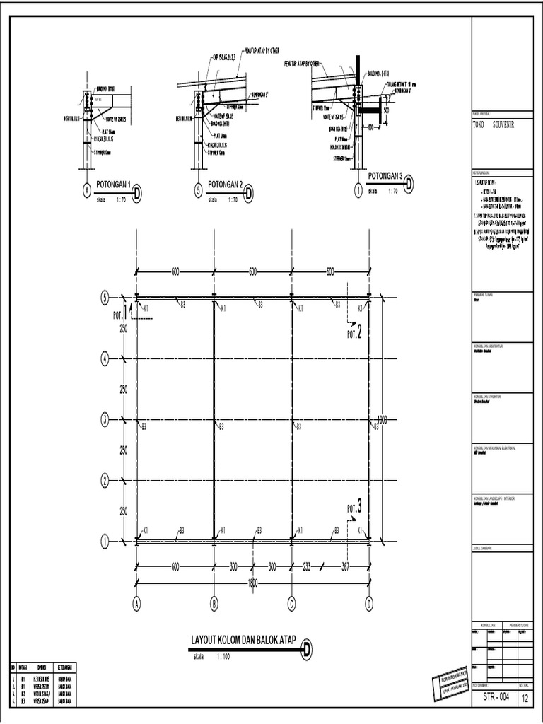 02 LAYOUT KOLOM DAN BALOK ATAP - Model | PDF