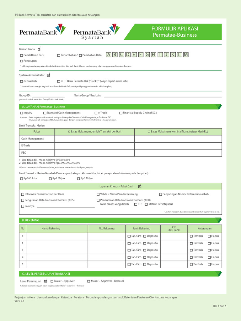 Formulir Pendaftaran Permatae-Business | PDF