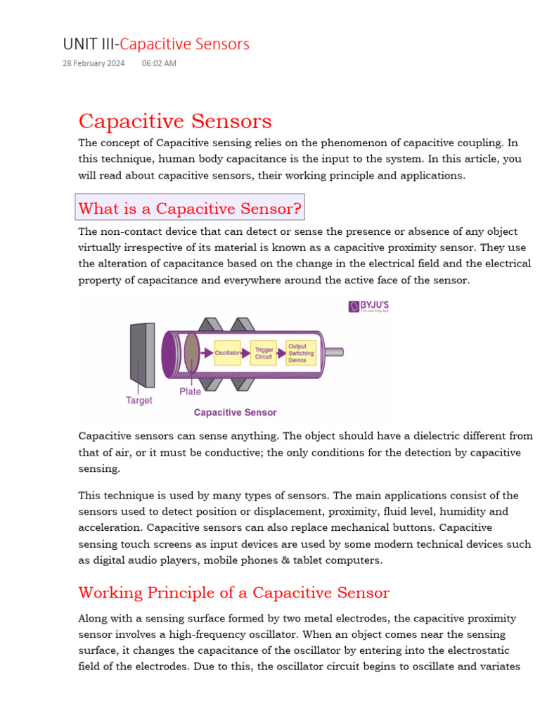 Capacitive Sensor | Download Free PDF | Capacitor | Sensor