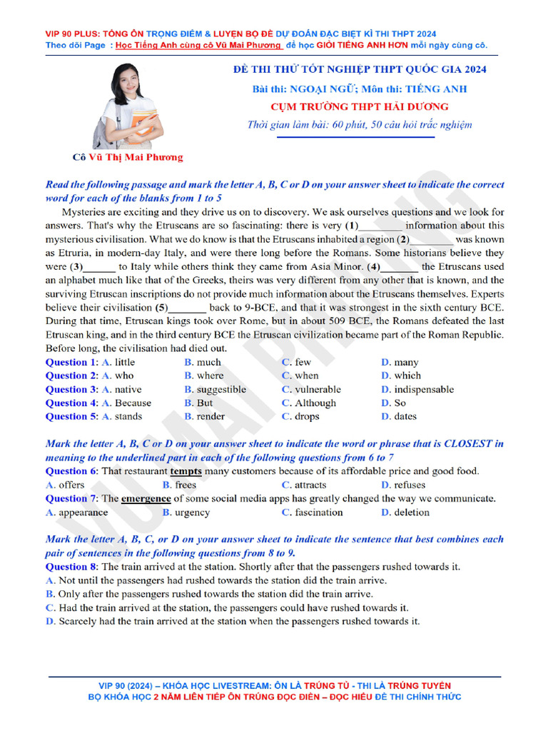 ĐỀ TIẾNG ANH THPT QG 2024 MẪU PHÁT TRIỂN | PDF