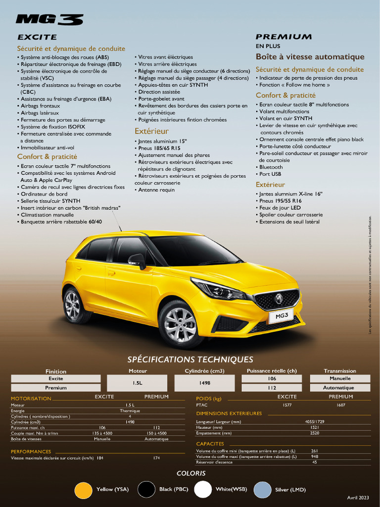 Fiche Technique Mg3 | PDF