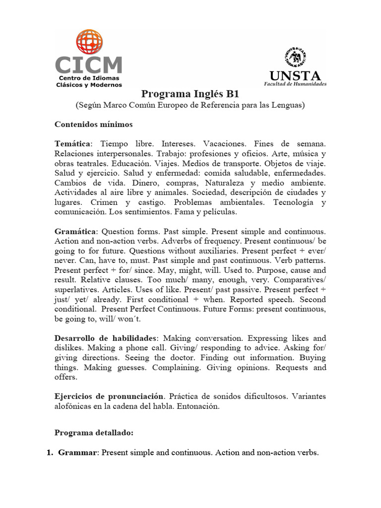 Programa B1 Inglés 2023 | PDF | English Language | Verb