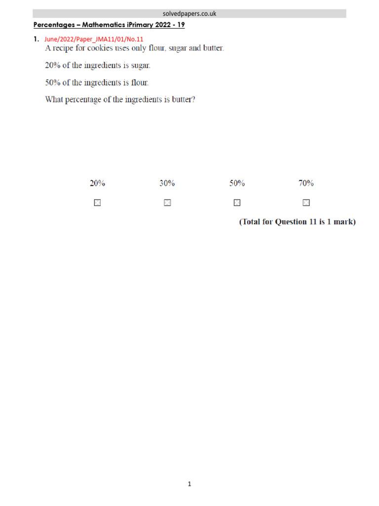 2022 19 Percentages Edexcel Math Iprimary | PDF