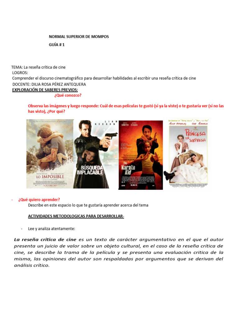 Guía para Reseñas de Cine | PDF