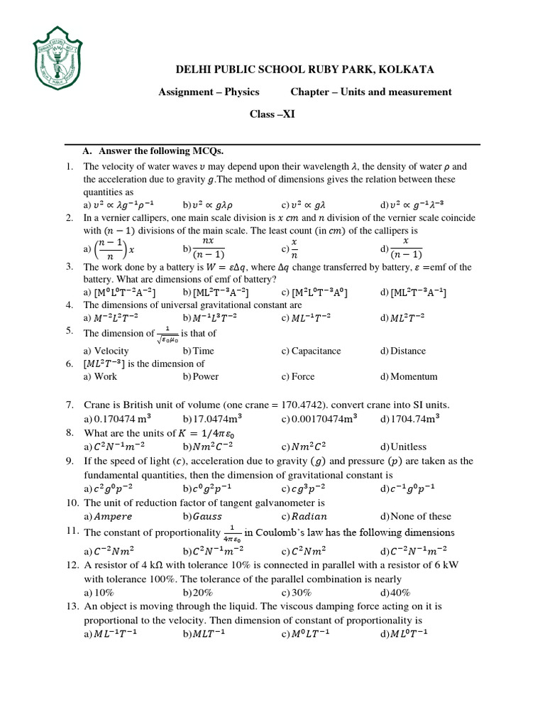 Class 11 Assignment 1 | PDF | Momentum | Torque Class 11 Assignment 1 | PDF | Momentum | Torque