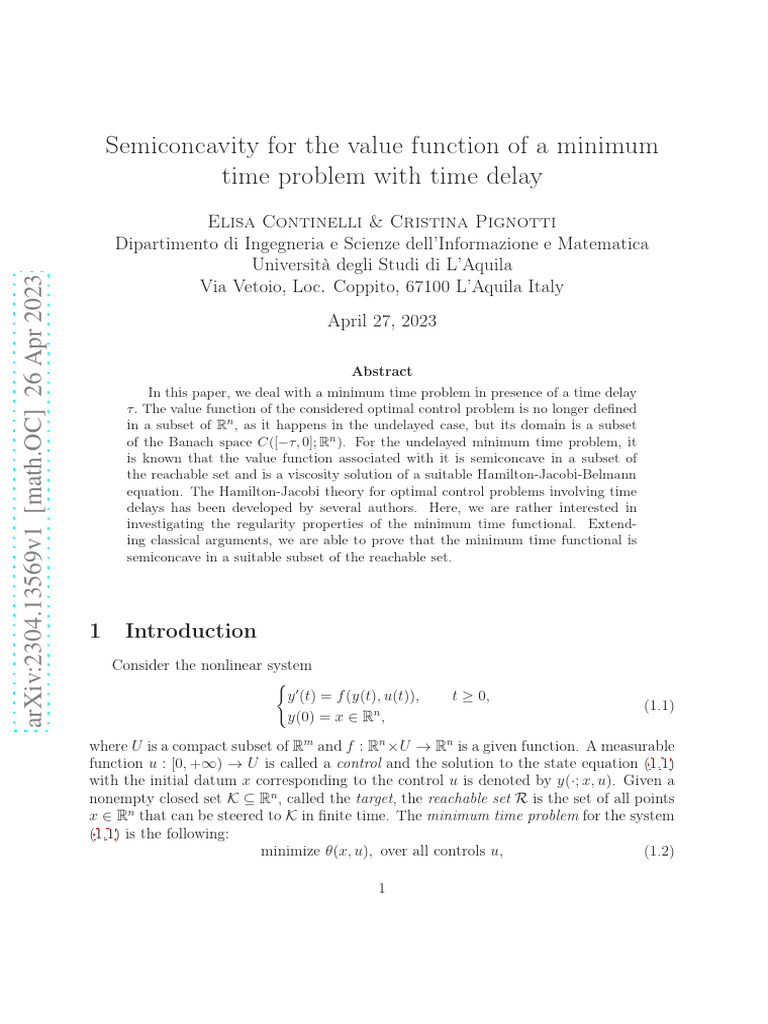 Semiconcavity For The Value Function of A Minimum Time Problem With ...