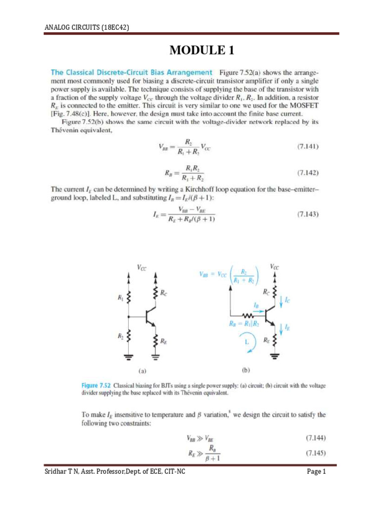 Analog Circuits Notes Module-1 | PDF | Technology & Engineering