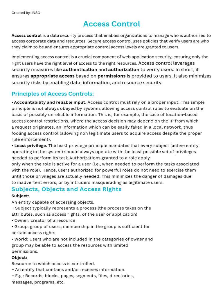 Unit5-AccessControl BIT5thSem | PDF | Security | Computer Security