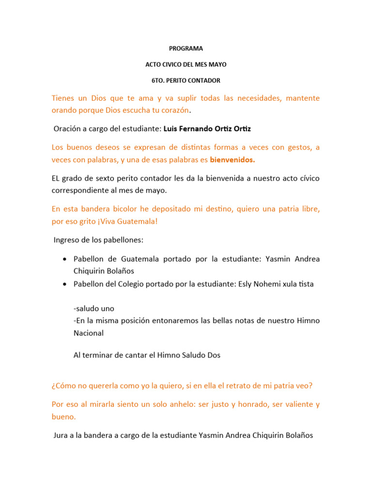 Programa | PDF | Oración