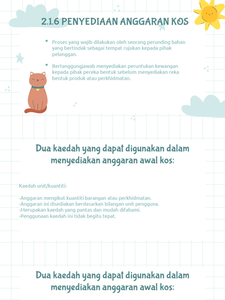 Nota Penyediaan Anggaran Kos Dan Pembentukan Kumpulan | PDF